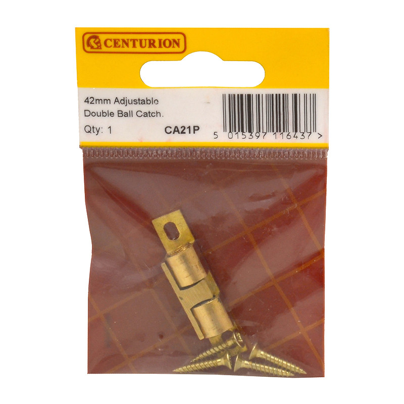 Centurion - Adjustable Double Ball Catch, 42mm, Polished Brass
