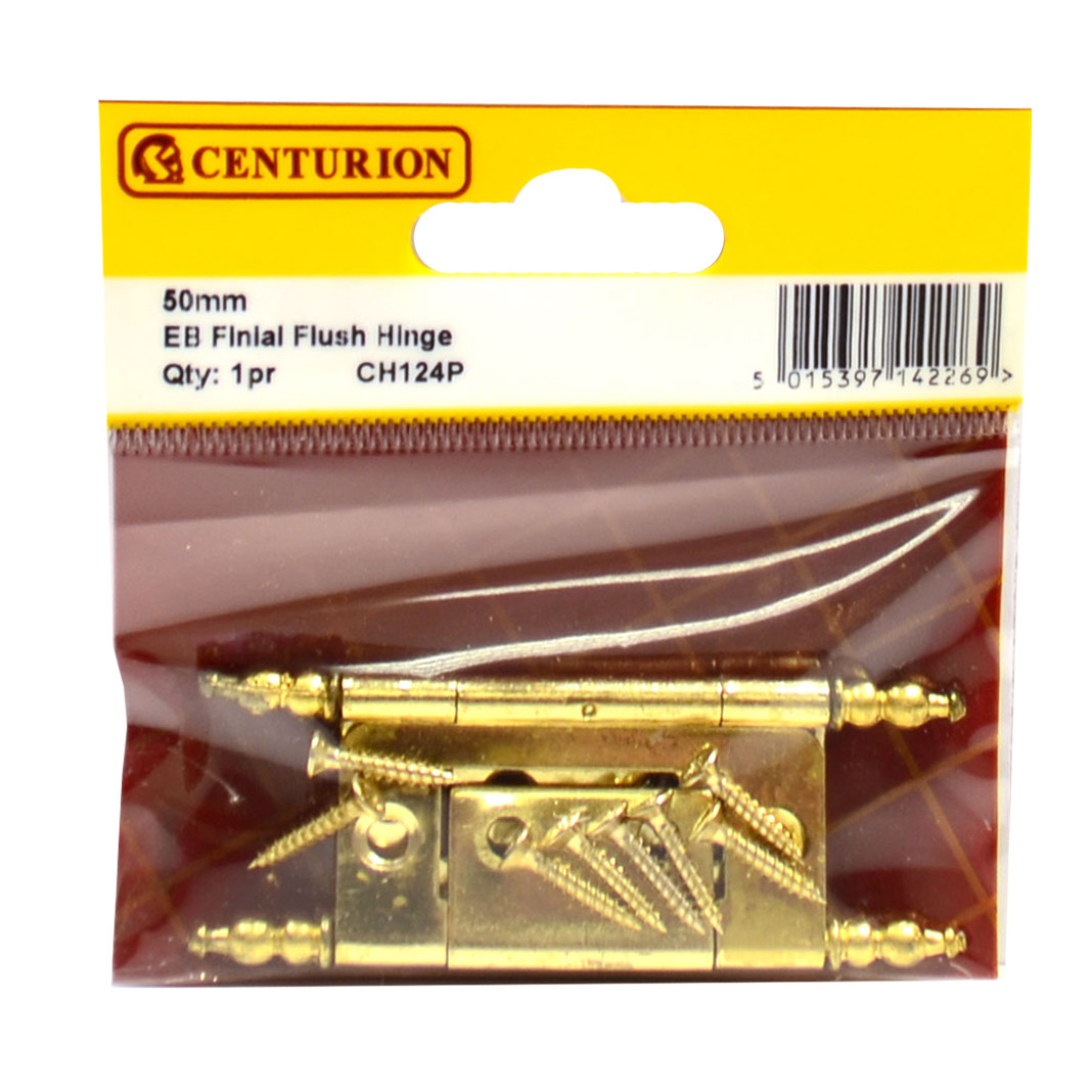 Centurion - Finial Steel Flush Hinges, Electro Brassed, 50mm CH124P