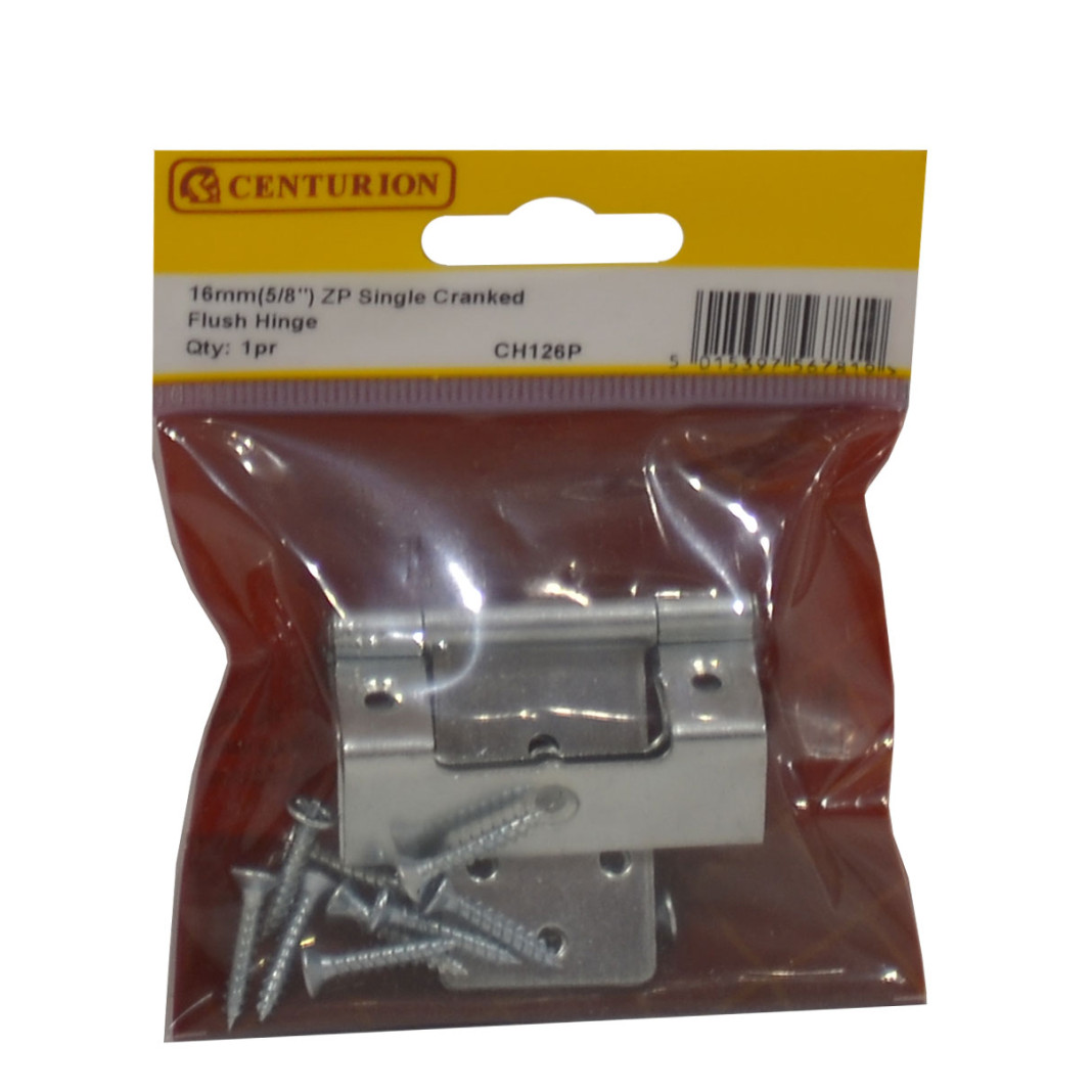 Centurion - Single Cranked Steel Flush Hinges, Zinc Plated, 51mm x 16mm