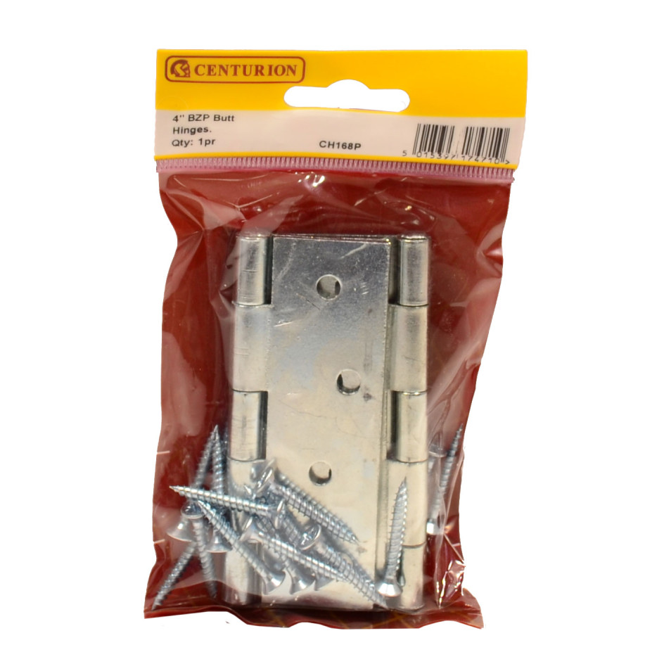 Centurion - Steel Butt Hinges, Zinc Plated, 100mm, CH168P