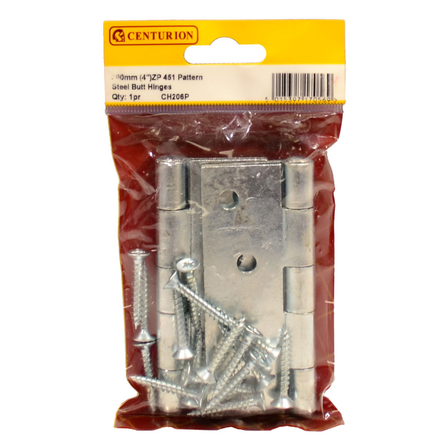 Centurion - Strong Steel Butt Hinges, 100mm