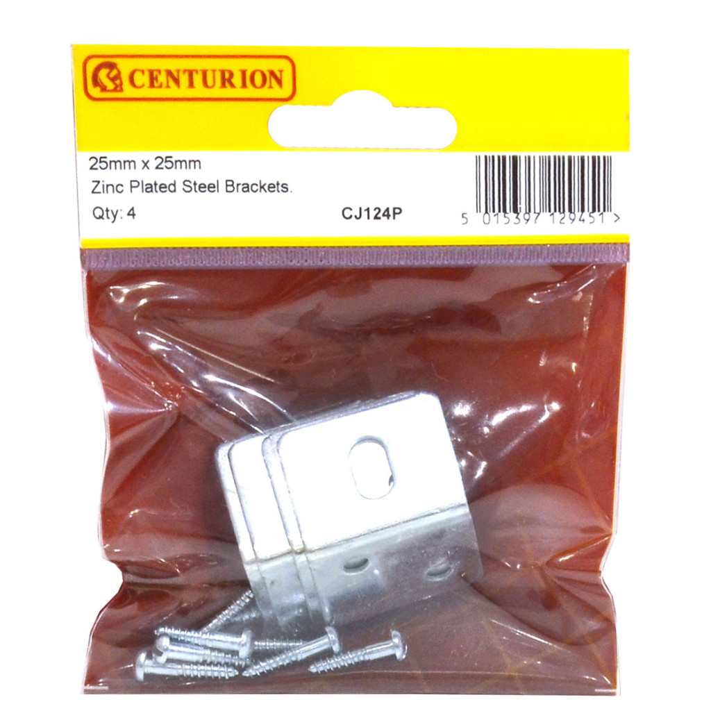Centurion - 25mm x 25mm ZP Slotted Steel Bracket (Pack of 4) CJ124P