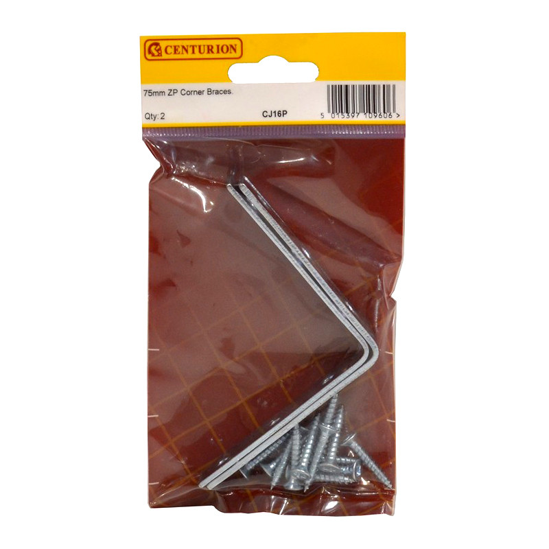 Centurion - Corner Braces, 75mm, Zinc Plated, CJ16P