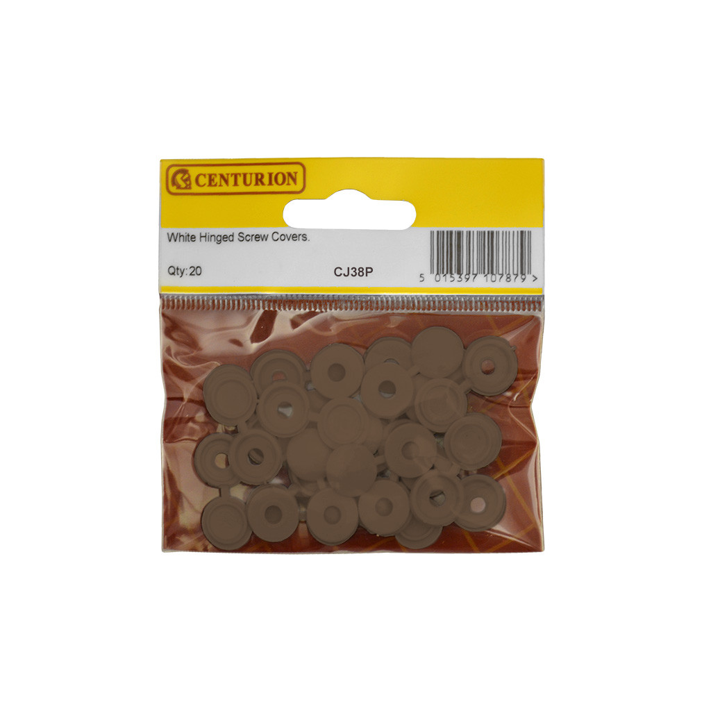 Centurion - Brown Hinged Screw Covers (Pack of 20) CJ38P