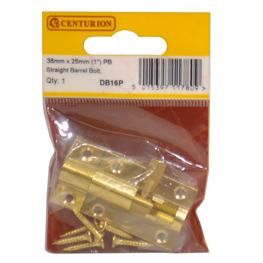 Centurion - 38mm x 25mm (1") PB Straight Barrel Bolt DB16P