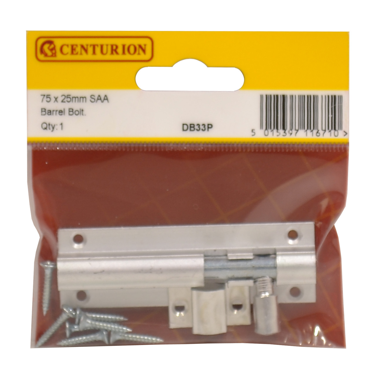 Centurion - Straight Barrel Bolts, Aluminium, 25mm x 75mm