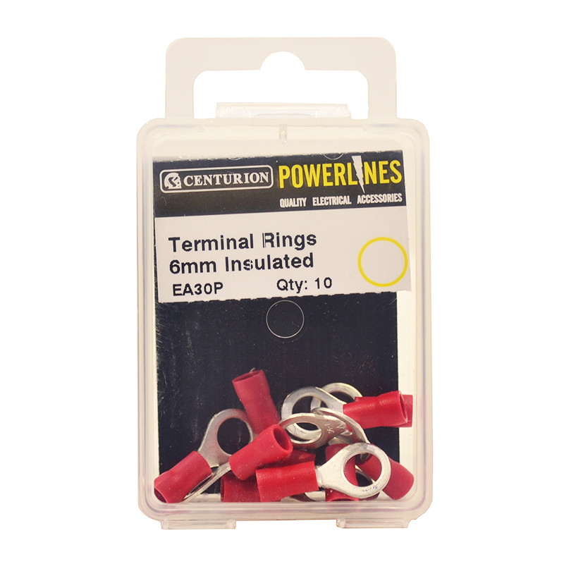 Centurion - 6mm Red Insulated Terminal Rings, Pack of 10