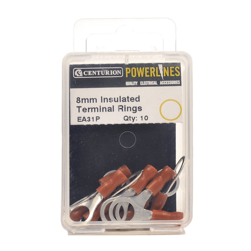 Centurion - 8mm Red Insulated Terminal Rings, Pack of 10