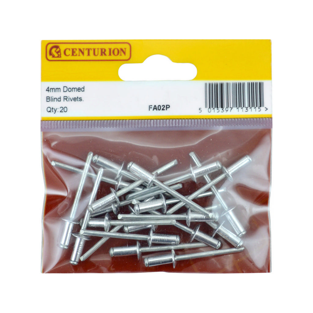 Centurion - 4mm x 10.3mm Domed Blind Rivets (Pack of 20), FA02P