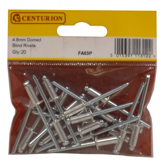 Centurion - 4.8mm x 12.6mm Domed Blind Rivets (Pack of 20), FA03P