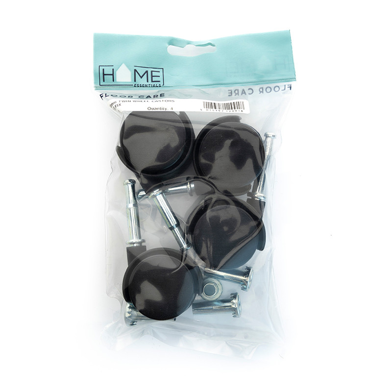 Centurion - Twin Wheel Castors - Peg Fix, 40mm, Silver/Black, FC12P