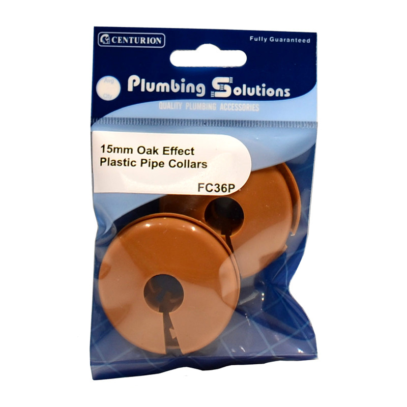 Centurion - Plastic Pip Collars, 15mm Oak Effect