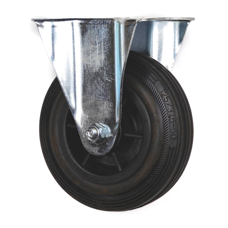 Centurion - Heavy Rubber Fixed Castor, 125mm, Silver/Black