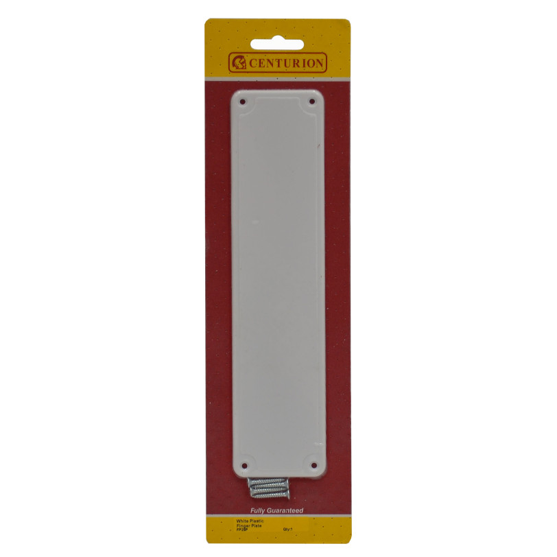 Centurion - Plastic Finger Plate, White, 250mm x 65mm