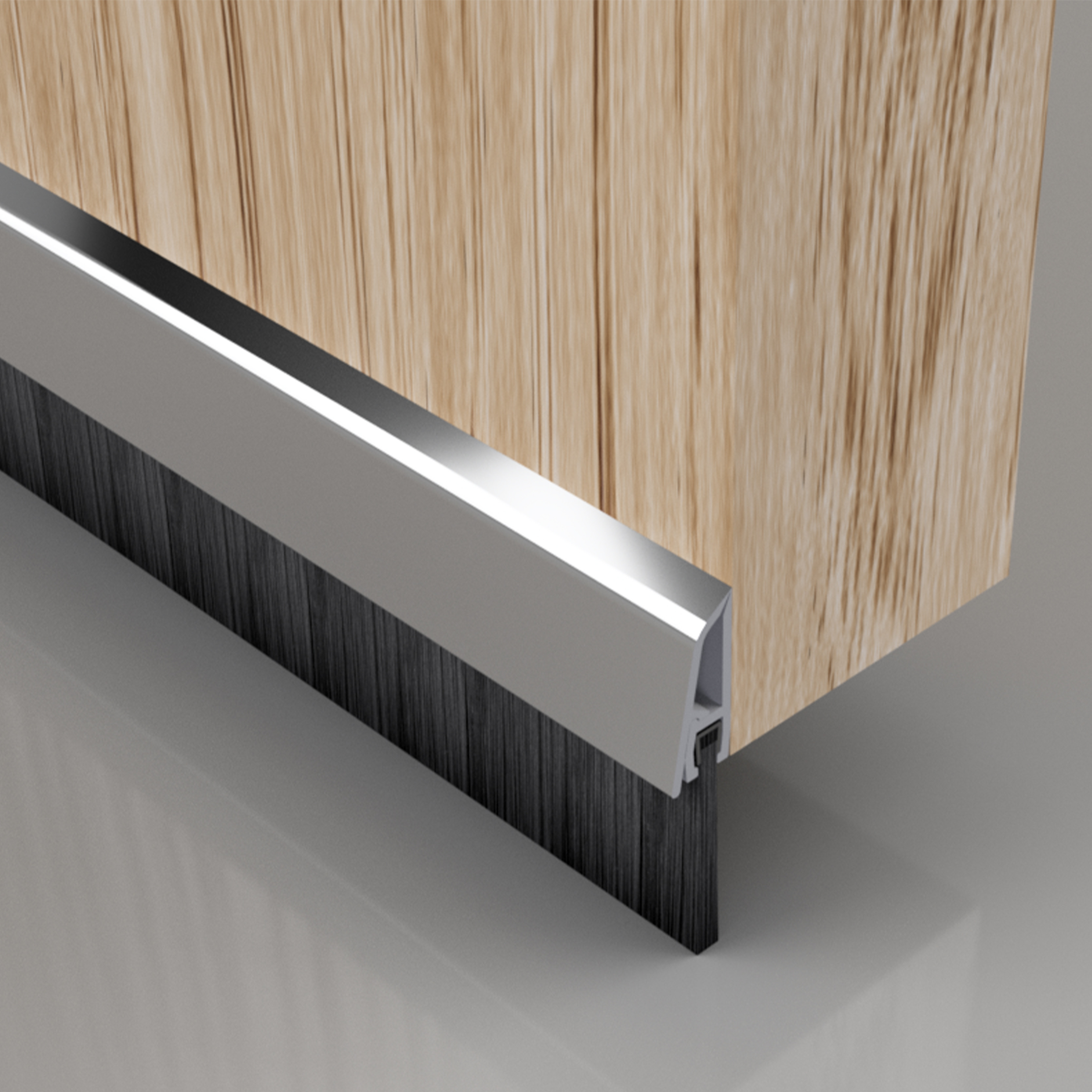Centurion - Warmseal Brush Threshold Strip, Polished Chrome Effect, 838mm