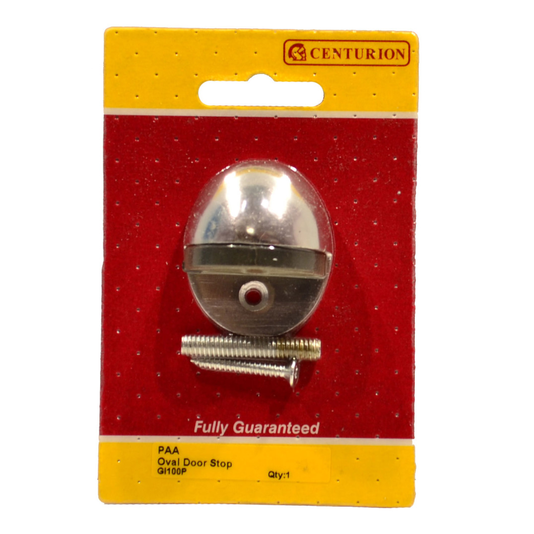 Centurion - Oval Shield Door Stop, 35mm Dia., Polished Anodised Aluminium