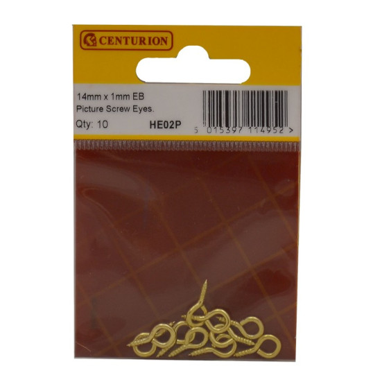 Centurion - 14mm x 1mm EB Picture Screw Eyes (Pack of 10) HE02P