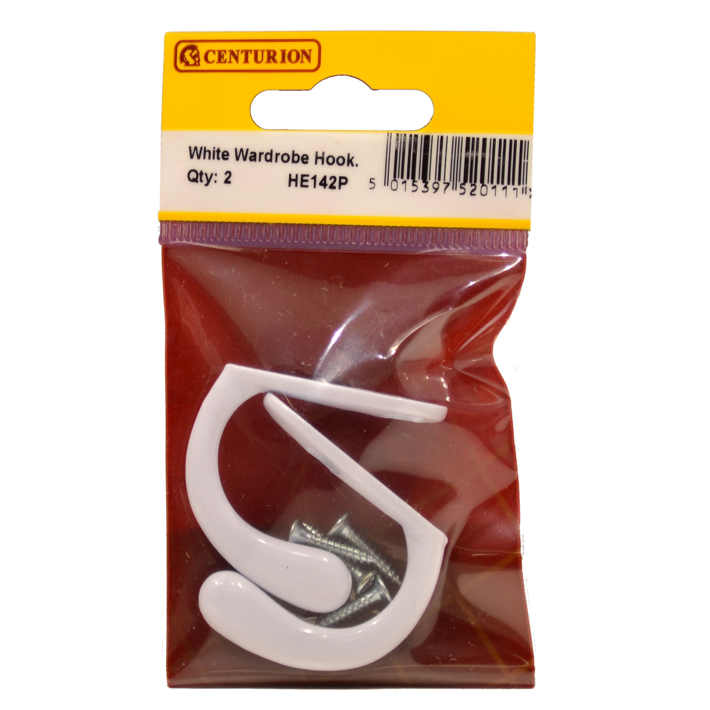 Centurion - Wardrobe Hooks, 50mm, White, HE142P