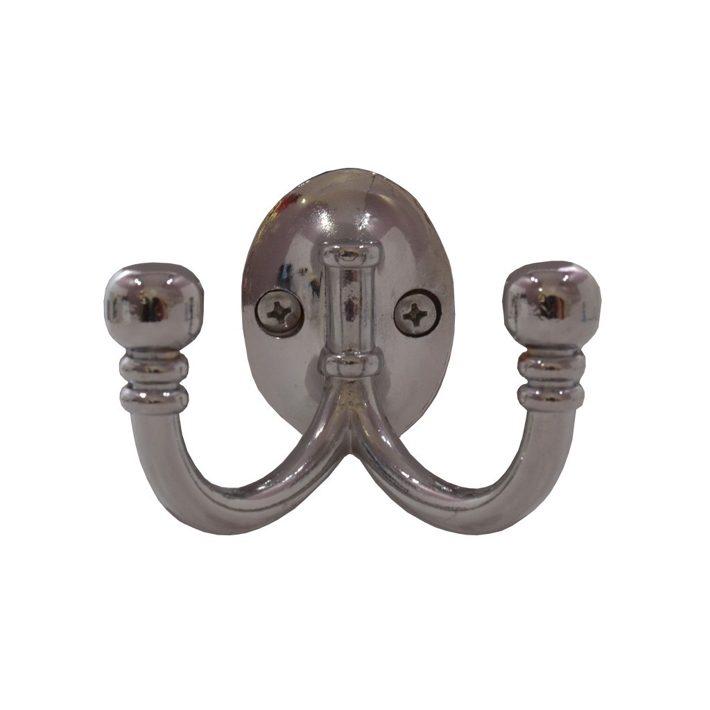 Centurion - Ball End Double Robe Hook, 71mm, Chrome Plated