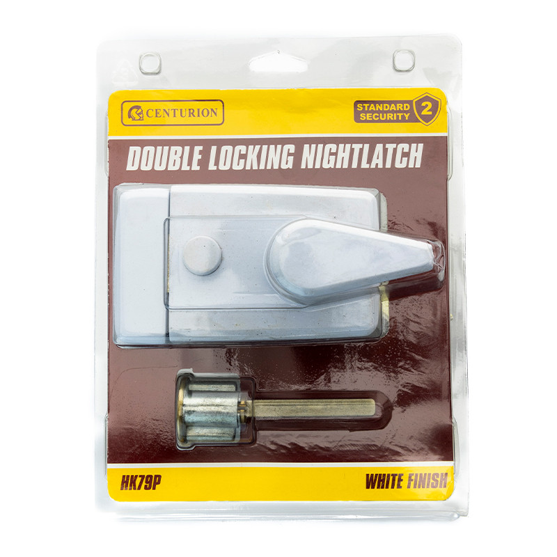 Centurion - Double Locking Night latch, White-Polished Brass Cylinder ...