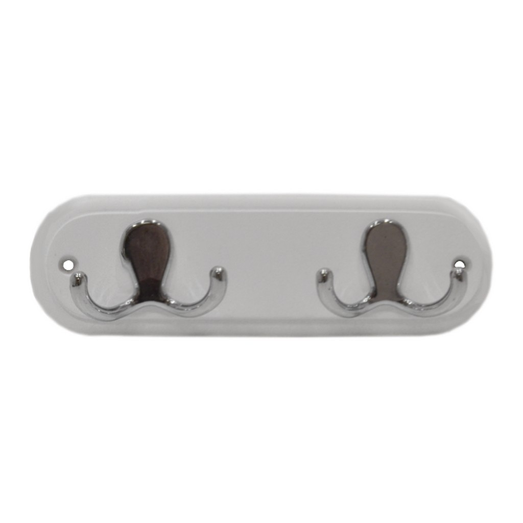 Centurion - Round White Robe Hook Board, 225mm x 70mm, White/Chromed