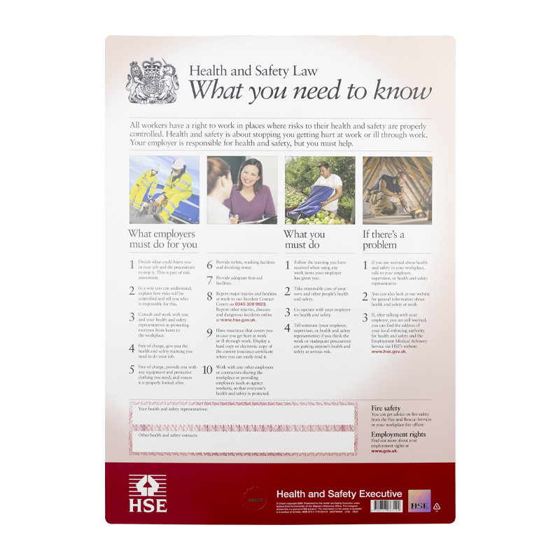Centurion - Health & Safety Law' Poster Sign, Laminated Paper, Safety ...