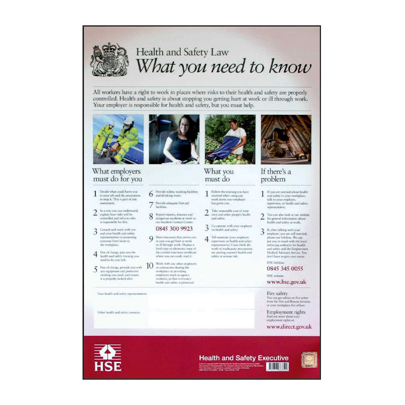 Centurion - 'Health & Safety Law' Poster Sign, Laminated Paper, Safety ...