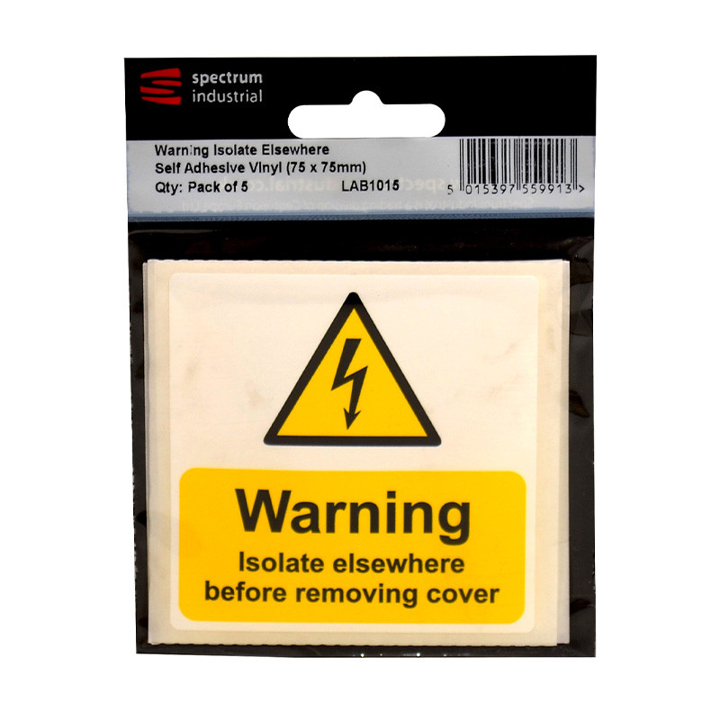Centurion - 'Warning Isolate Elsewhere' Labels, Self-Adhesive Vinyl ...