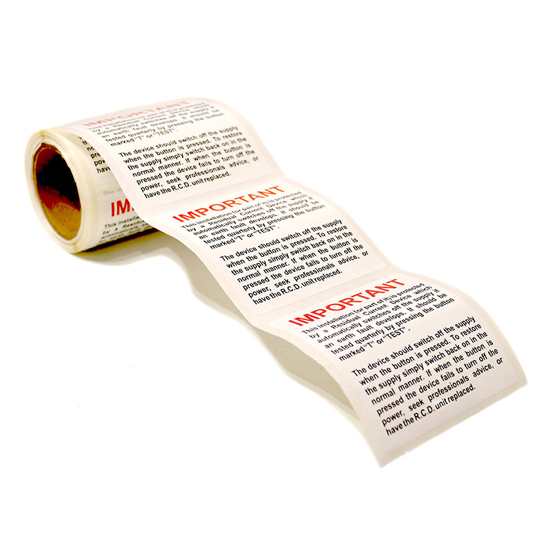 Centurion - 'Important RCD Test' Labels, Self-Adhesive Vinyl, (75mm x ...