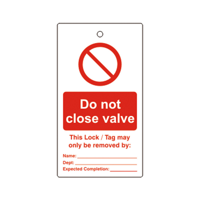 Centurion - 'Do Not Close Valve' Lockout Tag (Single Sided, 10 Pack)
