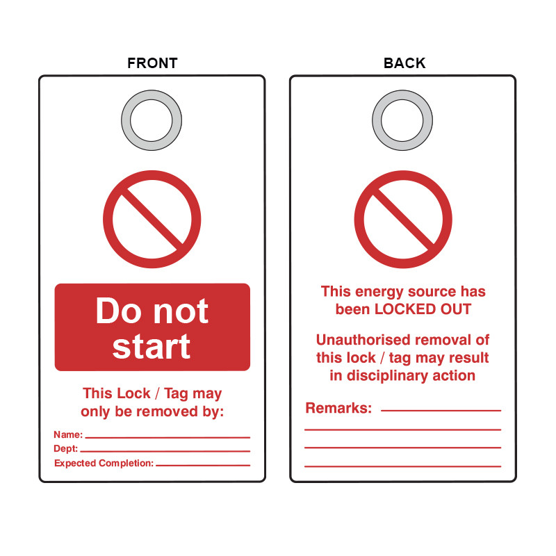 Centurion - 'Do Not Start' Lockout Tag (Double Sided, 10 Pack) 2