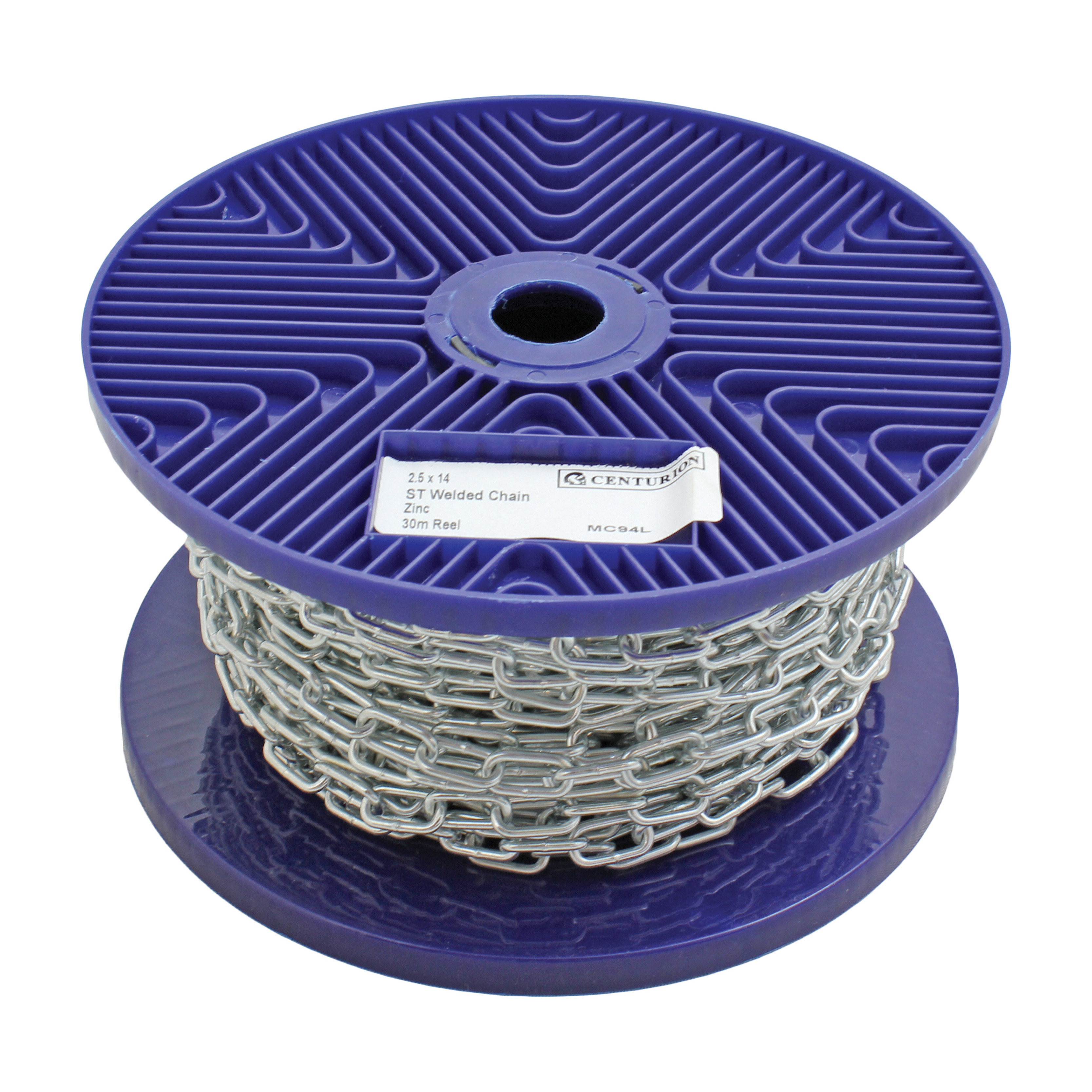 Centurion - Steel Welded Straight Link Chain, Zinc Plated, 3mm x 16mm x 30m