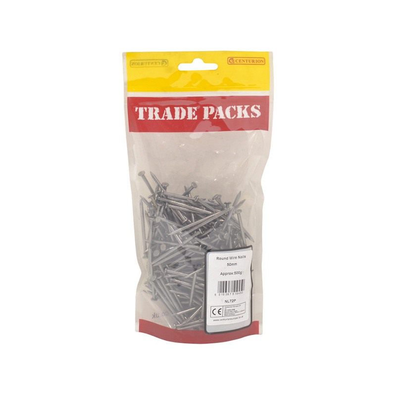 Centurion - Round Wire Nails - Steel - 50mm (500g), NL72P