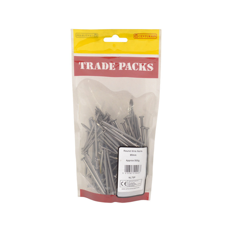 Centurion - Round Wire Nails - Steel - 65mm (500g), NL73P