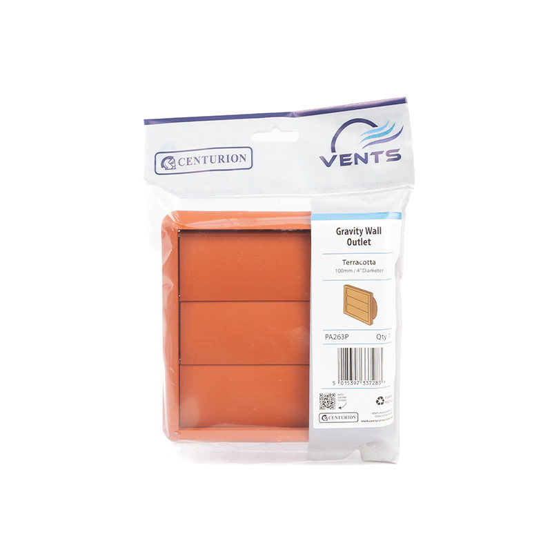 Centurion - Gravity Flap Wall Vent,100mm Terracotta