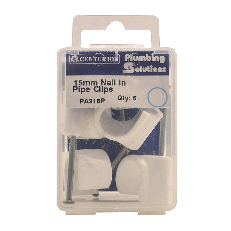 Centurion - Plastic Nail In Pipe Clips, 15mm