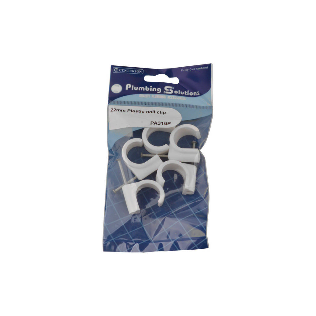 Centurion - Plastic Nail In Pipe Clips, 22mm