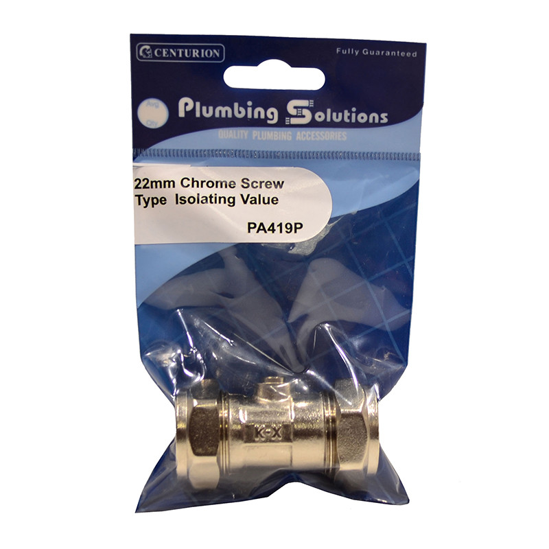 Centurion - Chromed Isolating Valve, 22mm C x C