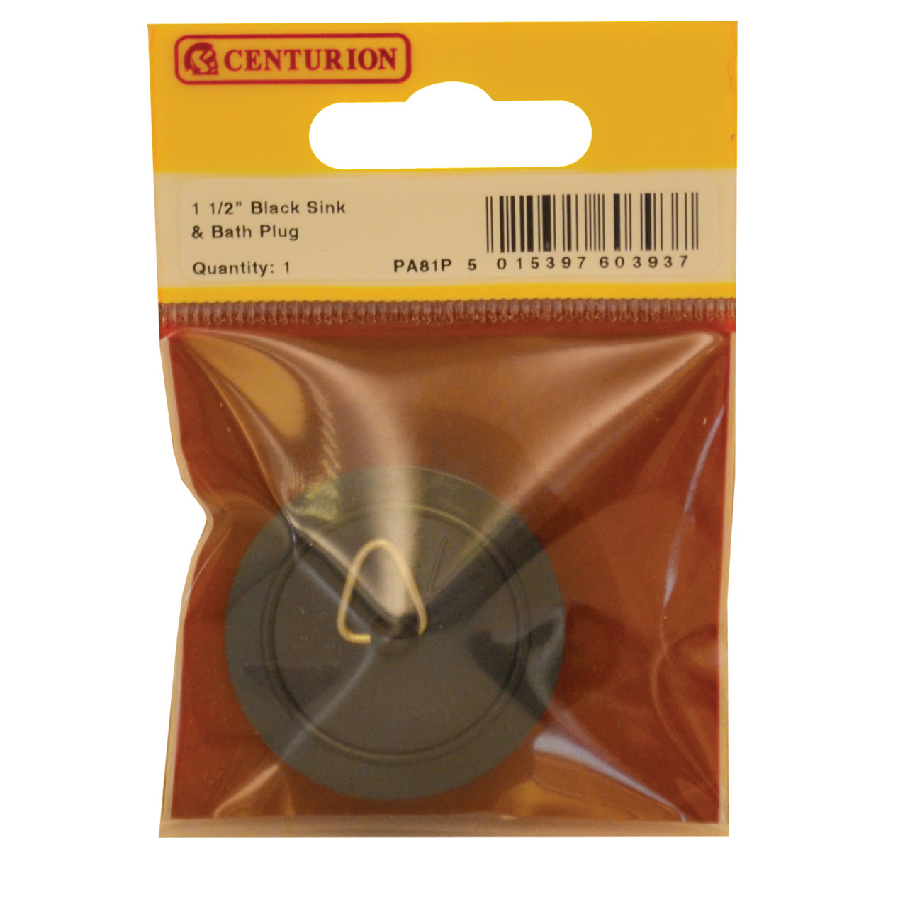 Centurion - Plastic Sink Plugs, 1 1/2", Black