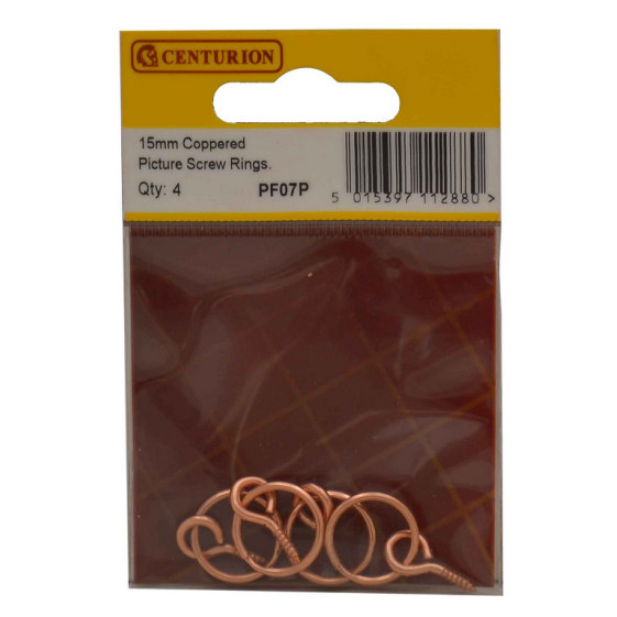 Centurion - 15mm Coppered Picture Screw Rings (Pack of 4) PF07P