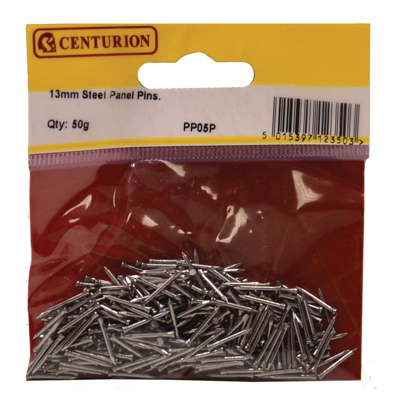 Centurion - Bright Steel Panel Pins, 13mm x 1mm, Bright Zinc Plated