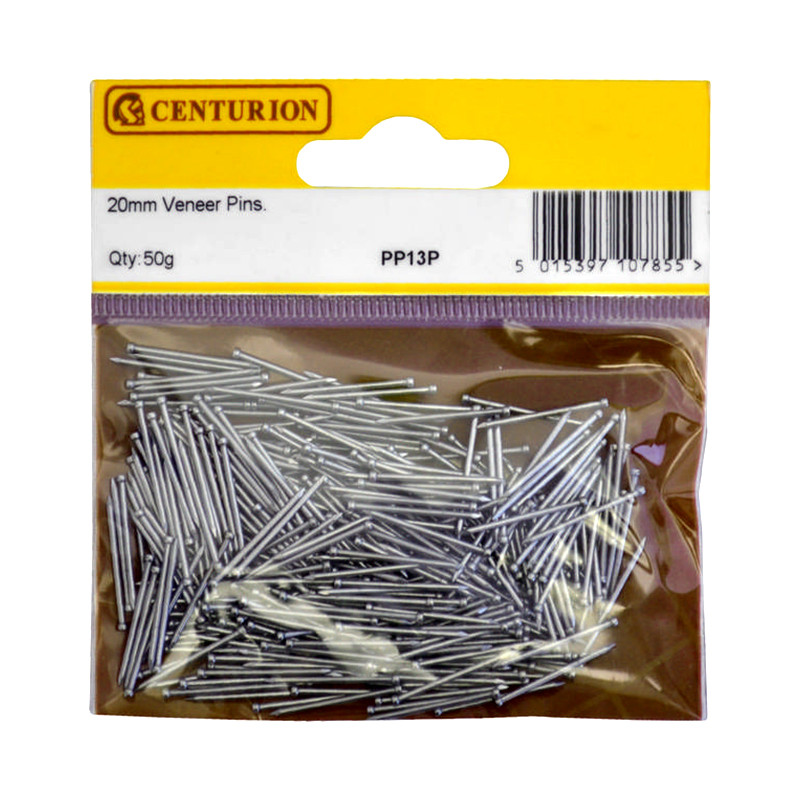 Centurion - Steel Veneer Pins, 20mm x 1mm, Bright Zinc Plated