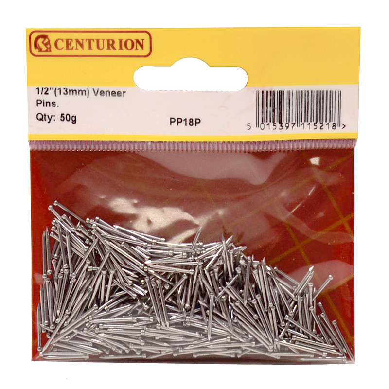Centurion - Steel Veneer Pins, 13mm x 1mm, Bright Zinc Plated