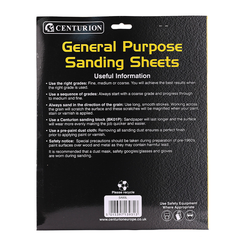 Centurion - Abrasives Sandpaper Sheets, Extra Fine 00/240 Grit