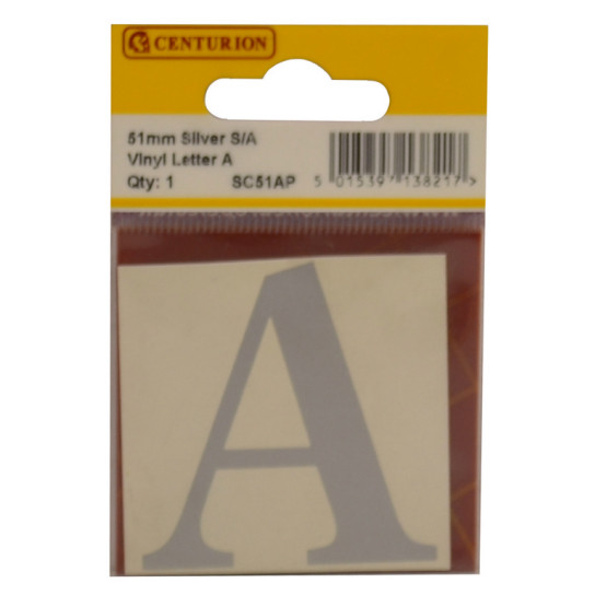 Centurion - 51mm Silver Traditional Oldstyle Font Vinyl Letter A