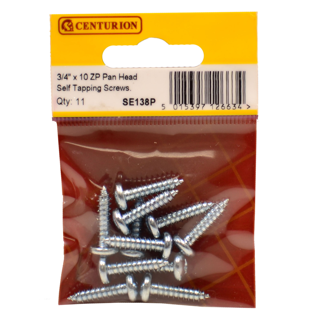 Centurion - 3/4" x 10 ZP Pan Head Self Tapping Screws (Pack of 11), SE138P
