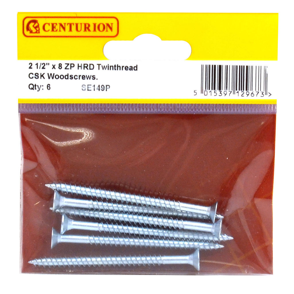 Centurion - 2 1/2" x 8 ZP Cross Recessed Hardened Twin Thread ...