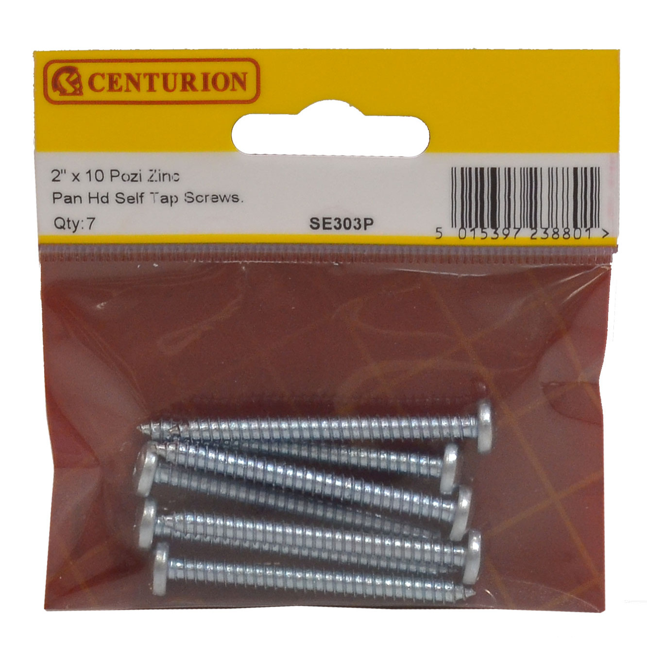 Centurion - 2" x 10 ZP Pan Head Self Tapping Screws (Pack of 7), SE303P