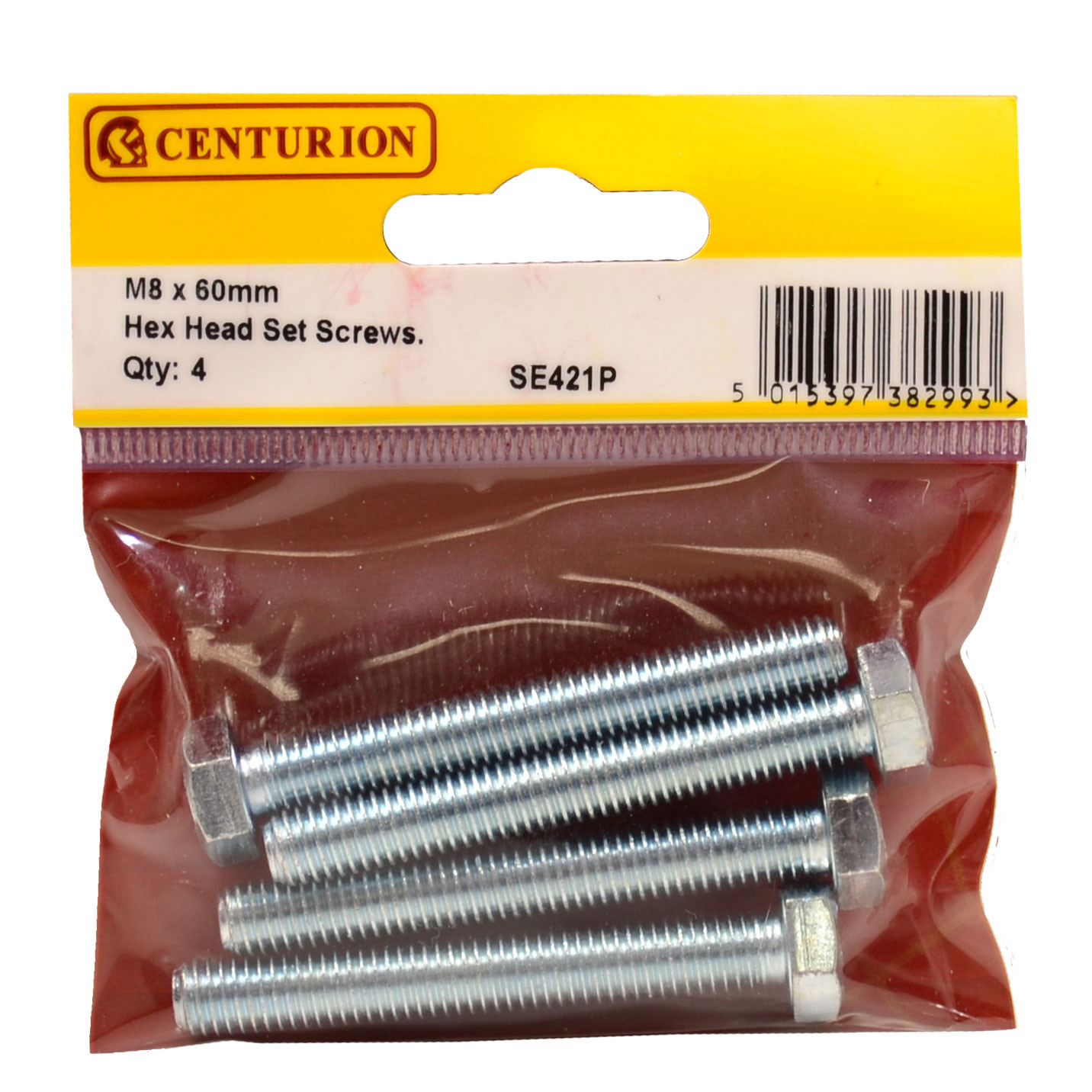 Centurion - Hex Head Set Screws, M8 x 60mm, Zinc Plated