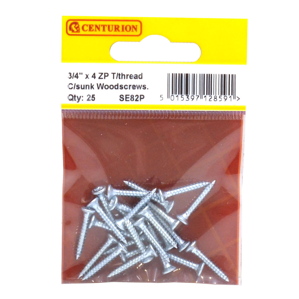 Centurion - 3/4" x 4 ZP Cross Recessed Hardened Twin Thread Woodscrews ...
